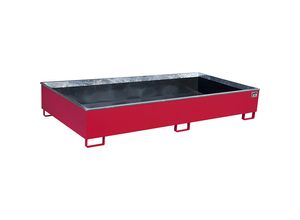 4061753234667 - eurokraft pro Regal-Bodenwanne mit PE-Einsatz 1000 l Auffangvolumen LxBxH 2665 x 1315 x 440 mm rot ab 3 Stk