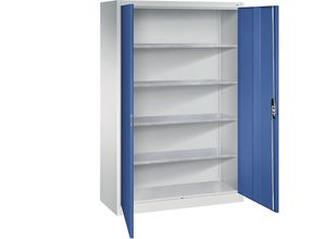 4069361441606 - Werkstatt-Flügeltürschrank HxBxT 1950 x 1200 x 500 mm lichtgrau   enzianblau C+P