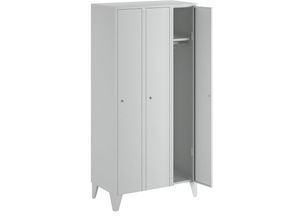 4250618205847 - Garderobenschrank mit Füßen HxBxT 1850 x 900 x 500 mm 3 Abteile lichtgrau