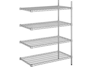 4260285071126 - Stahldraht-Gitterregal verchromt Fachlast 150 kg BxT 910 x 610 mm Anbauregal Höhe 1370 mm 4 Fachböden kaiserkraft