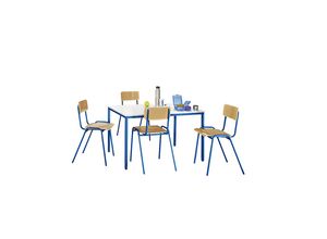 4061753277466 - eurokraft basic Mehrzweck-Sitzgruppe 1 Tisch 4 Stühle Tischplatte lichtgrau Gestell enzianblau