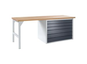 4061753283924 - Werkbank Baukastensystem 6 große Schubladen Breite 2000 mm grau kaiserkraft