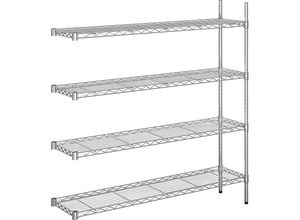 4061753091925 - Stahldraht-Gitterregal verchromt Fachlast 100 kg BxT 1220 x 360 mm Anbauregal Höhe 1370 mm 4 Fachböden kaiserkraft