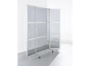 4260222866600 - Mobile Faltstellwand schwer entflammbar Alurahmen mit ESG-Sicherheitsglas HxBxT 1900 x 2000 x 450 mm klar kaiserkraft