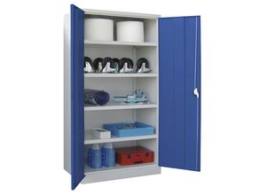 4055479663108 - Schwerlastschrank Höhe 1950 mm 4 Fachböden grau   blau Pavoy