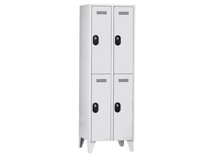 4250618238845 - Garderobenschrank Fachhöhe 820 mm HxBxT 1850 x 600 x 500 mm Abteilbreite 300 mm Korpus-   Türfarbe Lichtgrau   Lichtgrau