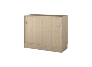 5905745101652 - Schrank Chicago mit Schiebetüren HxBxT 948 x 1215 x 400 mm Eiche kaiserkraft