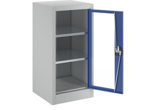 4250633312360 - mauser Sichtfenster-Flügeltürschrank mit 2 Fachböden HxBxT 1016 x 500 x 500 mm lichtgrau enzianblau