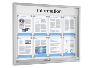 4260256790971 - Schaar - Schiebetürschaukasten BxTxH 973x55x748 mm din A1 quer Alu-Profile ESG-Glas Rückwand weiß inkl 10 Magnete + 1 Einstecktasche