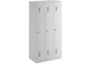 4061753006394 - eurokraft basic AMSTERDAM Garderobenschrank Höhe 1800 mm Breite 900 mm 3 Abteile mit Vorhängeschlossvorrichtung lichtgrau