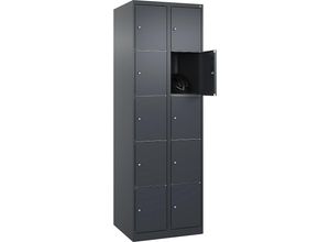 4067521350676 - 5er-Schließfachschrank Classic PLUS 2 Abteile grau B 600 mm 10 Fächer mit Bodengleitern C+P