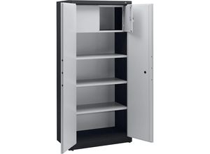 4025314210682 - Feuergeschützter Stahlschrank gemäß DIN 4102 HxBxT 1950 x 930 x 500 mm schwarzgrau lichtgrau mit Schließfach C+P