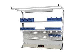 4050413016415 - Bedrunka+hirth - Multi-Wand-Aufbau Breite 1500 mit Obergestell 1x Energiekanal 1x Lochwand 1x Magnetwand 2x Fachboden Maße in mm (BxTxH) 1500 x