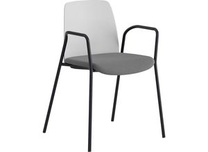 7333362003086 - Stuhl Helmer Sitz gepolstert Lehne Kunststoff VE 4 Stk Sitz weiß dunkelgrau Gestell schwarz mit Armlehnen kaiserkraft