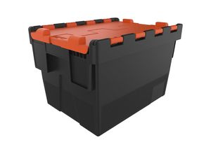 5051143000674 - Mehrweg-Stapelbehälter LxBxH 400 x 300 x 264 mm schwarz orange kaiserkraft