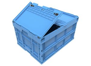 4250685123006 - Faltbox aus Polypropylen Volumen 200 l mit anscharniertem Deckel blau kaiserkraft