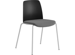 7333362004663 - Stuhl Helmer Sitz gepolstert Lehne Kunststoff VE 4 Stk Sitz schwarz dunkelgrau Gestell weiß kaiserkraft