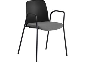 7333362002812 - Stuhl Helmer Sitz gepolstert Lehne Kunststoff VE 4 Stk Sitz schwarz dunkelgrau Gestell schwarz mit Armlehnen kaiserkraft