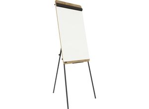 8427951610324 - Flipchart Natural Dreibein Stahlboard Rahmen Holzoptik Dreibeinstativ B 690 x H 1150 mm