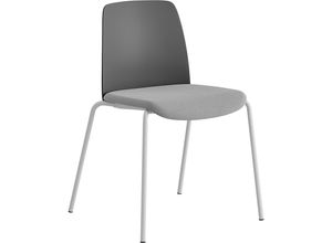 7333362005684 - Stuhl Helmer Sitz gepolstert Lehne Kunststoff VE 4 Stk Sitz dunkelgrau hellgrau Gestell weiß kaiserkraft