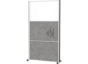 4002390089883 - MAUL Stellwandsystem MAULconnecto 2x Akustikvlies dunkel 1x Whiteboard Klettverbindung auf Rollen H 1800 x B 1000 mm silber