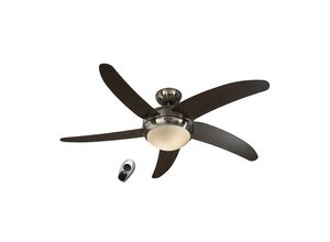 4024397340972 - Casafan - Deckenventilator mit Fernbedienung elica - inkl Leuchte - Wenge   Chrom - Gehäusefarbe Chrom gebürstet| Flügelfarbe Wenge