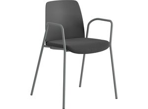 7333362003819 - Stuhl Helmer Sitz gepolstert Lehne Kunststoff VE 4 Stk Sitz dunkelgrau schwarz Gestell silber mit Armlehnen kaiserkraft