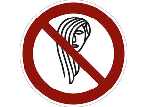 4061466042702 - Verbotszeichen Bedienung mit langen Haaren verboten VE 10 Stk Folie Ø 100 mm kaiserkraft