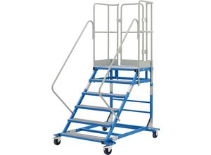 4054666010978 - eurokraft pro Plattformtreppe mit Gitterrosteinlagen Plattformgröße 810 x 510 mm 6 Stufen