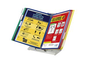3377994341295 - Antimikrobielles Klarsichttafel-Tischpult Komplettset mit 10 Tafeln DIN A4 Tarifold