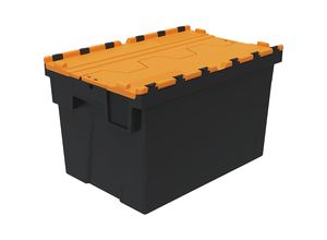 4260670626689 - Mehrweg-Stapelbehälter LxBxH 600 x 400 x 367 mm schwarz orange kaiserkraft