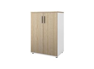 5905745101041 - Schrank Portland BxT 800 x 420 mm H 1138 mm Türhöhe 1060 mm weiß gebürstet   Eiche kaiserkraft