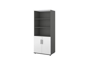 5905745101249 - Schrank Portland BxT 800 x 420 mm H 1845 mm Türhöhe 700 mm dunkelgrau   weiß gebürstet kaiserkraft