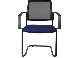 4014296957302 - Netz-Stapelstuhl Freischwinger VE 2 Stk Sitz blau Gestell schwarz Topstar