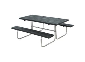 5703393739971 - Gruppensitzbank für 6 Personen LxT 1770 x 1600 mm Recycling-Kunststoff-Planken schwarz kaiserkraft