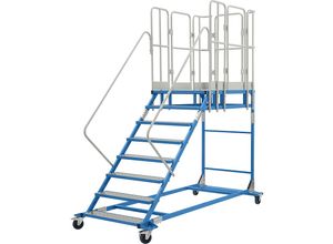 4054666010893 - eurokraft pro Plattformtreppe XXL mit Aluminiumeinlagen Plattformgröße 810 x 1250 mm 8 Stufen