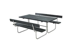 5703393739995 - Gruppensitzbank für 6 Personen LxT 1770 x 1840 mm Recycling-Kunststoff-Planken mit 2 Rückenlehnen schwarz kaiserkraft