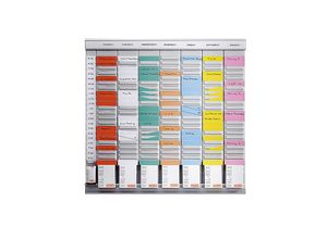 3147330052624 - T-Kartenplaner Wochenplaner 7 Module mit je 24 Schlitzen mit 800 T-Karten in 8 Farben kaiserkraft