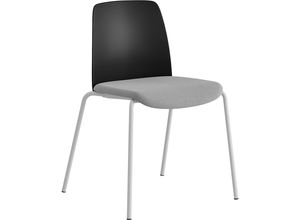 7333362004601 - Stuhl Helmer Sitz gepolstert Lehne Kunststoff VE 4 Stk Sitz schwarz hellgrau Gestell weiß kaiserkraft