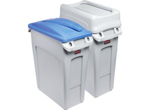 4061753257116 - Wertstoffsortierstation 2er-Set SLIM JIM® 2 x 60 l Schwingdeckel Papiereinwurf grau Rubbermaid