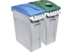 4061753257109 - Wertstoffsortierstation 2er-Set SLIM JIM® 2 x 60 l Papier- Flascheneinwurf grau Rubbermaid