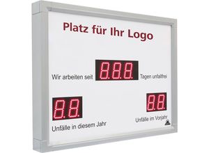 4030275054084 - Außen-LED-Anzeige Unfallfreie Tage HxBxT 450 x 600 x 60 mm weißaluminium kaiserkraft