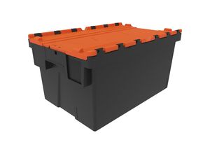4260670626672 - Mehrweg-Stapelbehälter LxBxH 600 x 400 x 310 mm schwarz orange kaiserkraft
