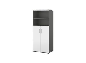 5905745101294 - Schrank Portland BxT 800 x 420 mm H 1845 mm Türhöhe 1060 mm dunkelgrau   weiß gebürstet kaiserkraft