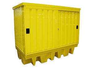 4061753116352 - EUROKRAFTbasic Stahl-   PE-Gefahrstoffdepot für 2 x 1000-l-IBC   KTC Volumen 1140 l HxBxT 2110 x 2625 x 1430 mm