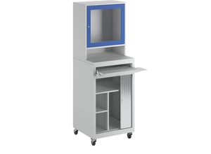 4061753033284 - Computer-Rollladenschrank für Bildschirm bis 20\ fahrbar lichtgrau enzianblau kaiserkraft