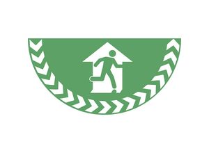 5025360402368 - PVC-Piktogramm Halbkreis Rettungsweg selbstklebend BxL 750 x 375 mm kaiserkraft