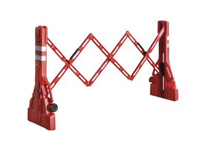4061753288417 - PROCITY Scherengitter PVC ausziehbar mit integriertem Lagersystem rot auf weiß Länge 2200 mm