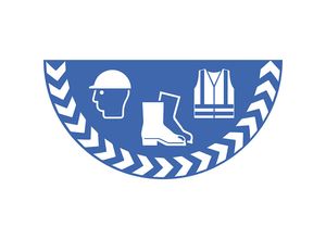 5025360402399 - PVC-Piktogramm Halbkreis Schutzkleidung selbstklebend BxL 750 x 375 mm kaiserkraft