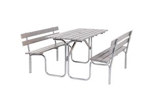 7350107030497 - Gruppensitzbank Tisch und 2 Sitzbänke grau Gesamt-LxT 1500 x 1850 mm kaiserkraft